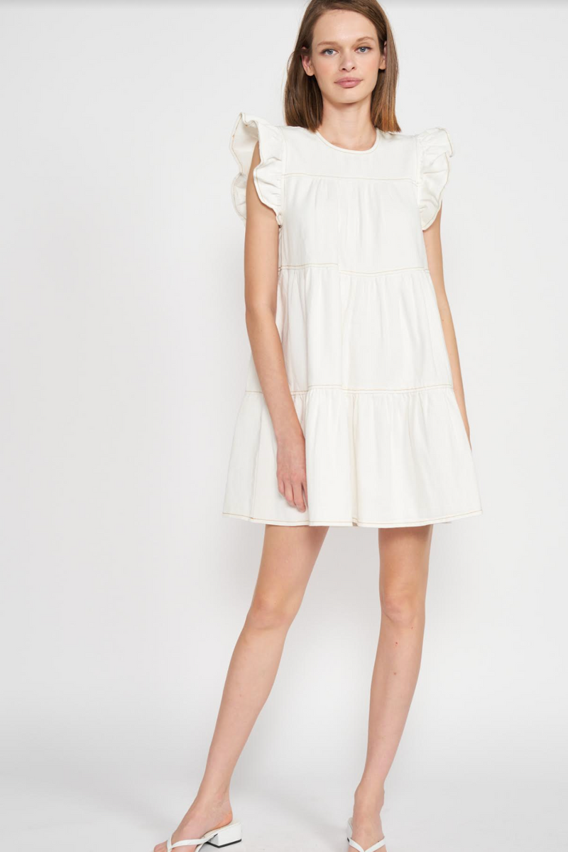 White Denim Tier Dress – gadogadoellicottville